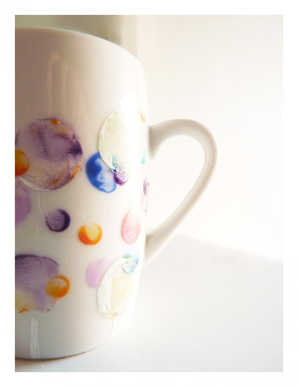 Bubble Coffee Cup, Upcycled Handpainted Mug. on Luulla