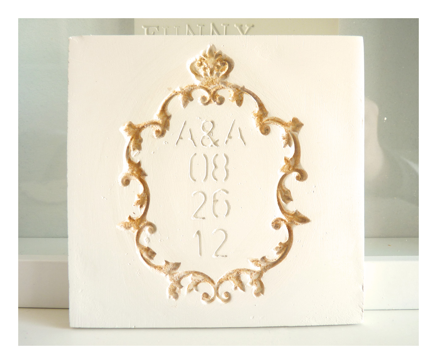 Ceramic Wedding Card- Golden Frame.customizable on Luulla