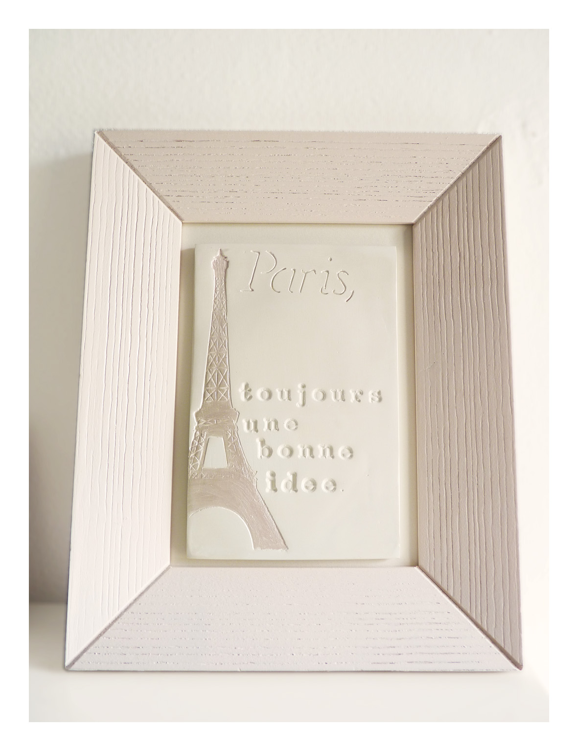Paris Eiffel Tower Ceramic Art. Wall Tile With Reflecting Paint. Framed ...